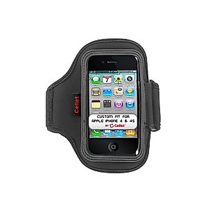 Armband for Apple iPhone 5 5s 4 4S (10 inches long band) -Neoprene-Lightweight-Washable- by Cellet – Black - Retail Packaging