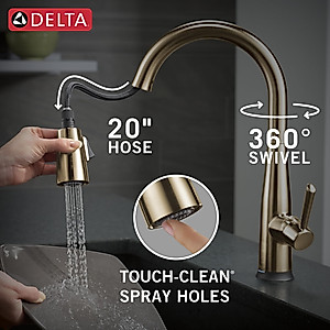 Delta Faucet Essa Touch Kitchen Faucet, Gold Kitchen Faucets with Pull Down Sprayer, Kitchen Sink Faucet, Touch Faucet for Kitchen Sink, Delta Touch2O Technology, Champagne Bronze 9113T-CZ-DST