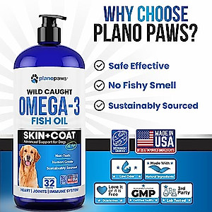 Omega 3 Fish Oil for Dogs - Better Than Salmon Oil for Dogs - Dog Fish Oil Supplement - Reduce Shedding & Itching - Supports Joints, Brain, Heart Health- Dog Skin and Coat Supplement - Fish Oil Liquid