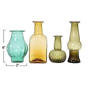 Creative Co-Op Hand Blown Glass Vases, Multicolor, Set of 4 Styles