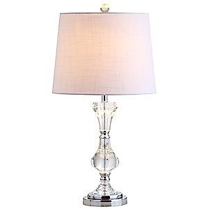 JONATHAN Y JYL2040A Riley 25" Crystal LED Table Lamp Transitional Glam Contemporary Bedside Desk Nightstand Lamp for Bedroom Living Room Office College Bookcase LED Bulb Included, Clear