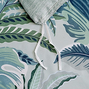 Koudi Tropical Duvet Cover Set Queen Blue Green Palm Leaves Monstera Plant Bedding Set Rainforest Botanical Microfiber Comforter Cover with Zipper Ties