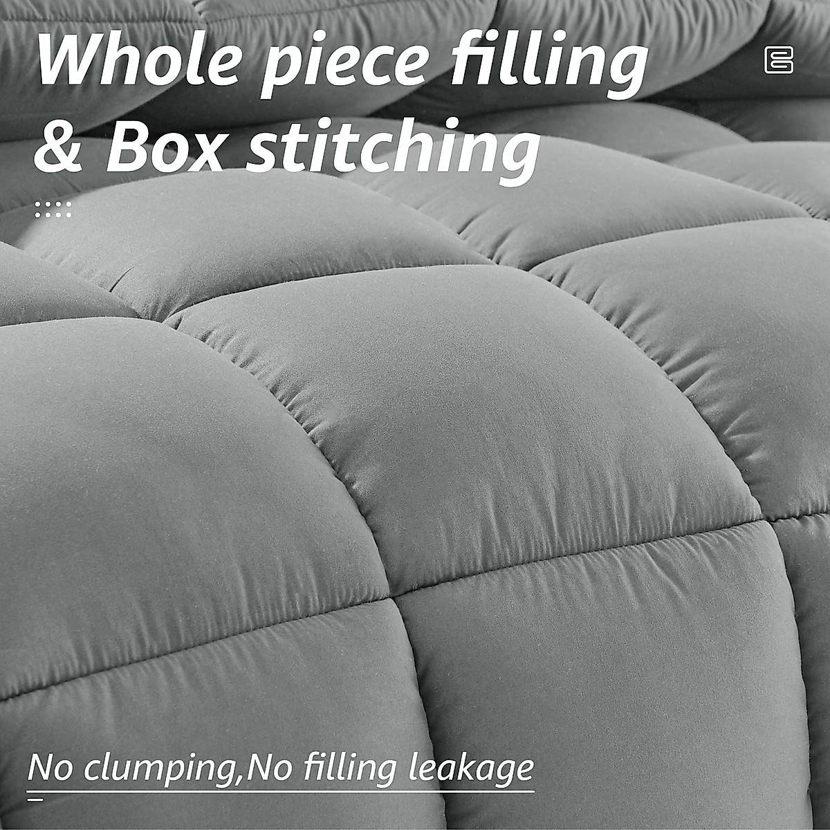 HYLEORY All Season Queen Size Bed Comforter - Cooling Down Alternative Quilted Duvet Insert with Corner Tabs - Winter Warm - Machine Washable - Light Grey