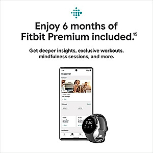 Google Pixel Watch - Android Smartwatch with Fitbit Activity Tracking - Heart Rate Tracking Watch Polished Silver Stainless Steel case with Charcoal Active band - WiFi