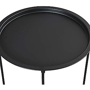 JERAOL Round Side Table Set of 2 with Storage, Metal End Table for Living Room Bedroom and Outdoor,Easy to Clean Strong and Durable Iron Sofa Table for Small Space, Easy Assembly