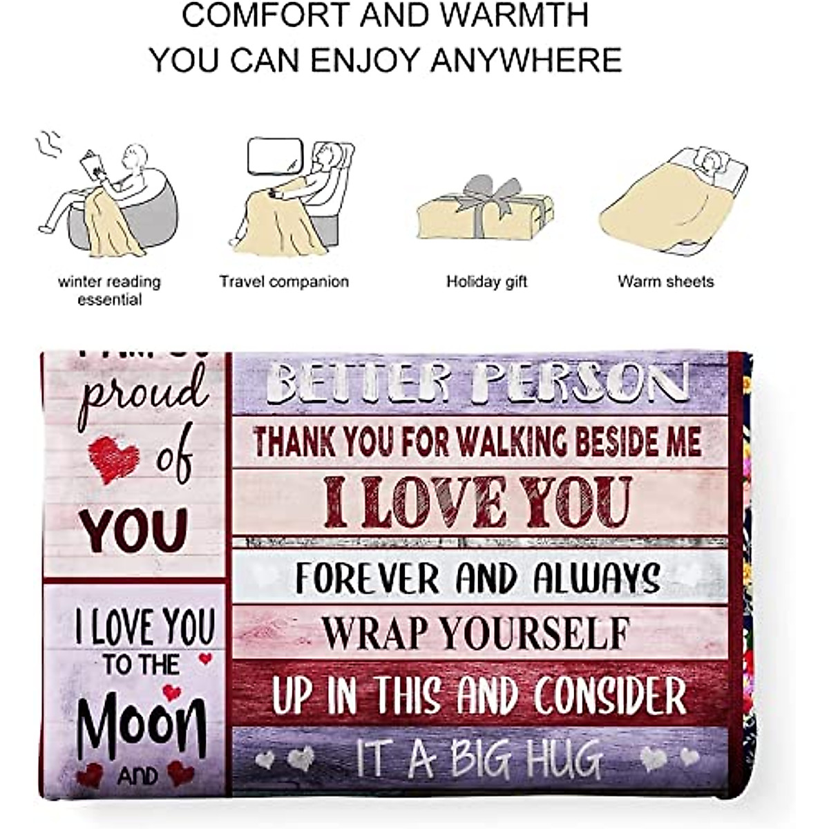 Blanket Gifts for Wife Romantic Anniversary Birthday Gifts for Wife Her I Love You Fleece Throws Blankets Presents for Wife from Husband to My Wife Warm Gifts for Christmas Valentine's Mother's Day
