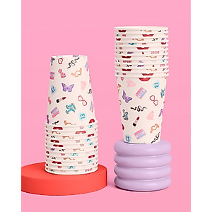 xo, Fetti Eras Party White Paper Cups | 24 Disposable 12 oz Cups | Concert Party Drinkware, Bachelorette Decorations, Birthday Tableware, Bridesmaid Supplies