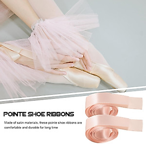 LIFKOME 2 Pack Pink Satin Ribbon 94Inch Ballet Pointe Shoe Satin Ribbon Ballet Flats Shoes Ribbon Yoga Shoes Strap Ribbon Satin Pink Shoes Elastic Shoes Laces for Women Girl