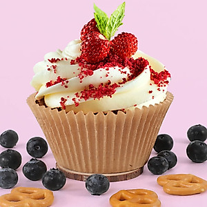 Caperci Jumbo Cupcake Liners Natural Muffin Baking Cups 300-Count, No Smell, Food Grade, Upgraded Grease-Proof Paper (Natural)