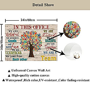 Inspirational Wall Art For Office Motivational Poster Wall Decor Signs Quotes In This Office We Are A Team Canvas Poster for Office Decor for Women Inspirational Wall Decor 24x16 Inch UNFRAMED