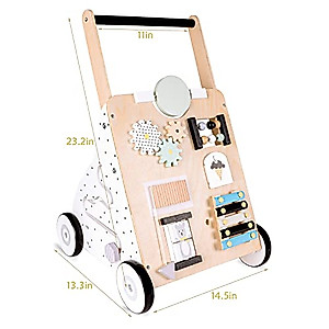 MyHarney Wooden Baby Walker Baby Push Walkers Push Toys for Babies Walker Learning to Walk for 1 Year Old Baby Boys & Girls Toddler Push & Pull Toys Wooden Baby Toys Baby Walker with Wheels