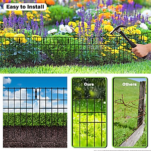 10 Pack Animal Barrier Fence, 17 Inch(H) X 10.8 Ft(L) No Dig Garden Decorative Fencing for Dog, Rabbits, Rustproof Metal Wire Panel Border for Ground Stakes, Outdoor Yard Landscape Patio