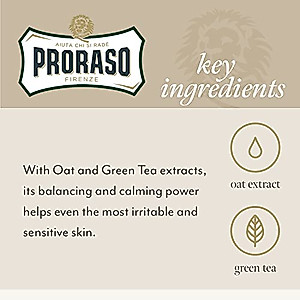 Proraso After Shave Balm for Men, Sensitive Skin Moisturizer with Oatmeal and Green Tea, 3.4 Fl Oz (Pack of 1)