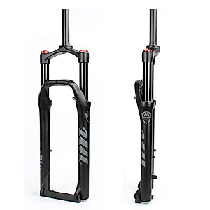 Snow Bike Fat Fork 26Inch Air Gas Fork Aluminum Alloy Spread 135MM 1-1/8" Steering Tube Compatible with 26X4.0 Fat Bike, E-Bike, Beach Bike