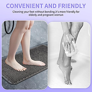 Yolife Shower Foot Scrubber Mat, Anti-Slip Bath Mat with Scrub Bristles, Soft Shower Foot Massager with Strong Suction Cups for Soothe Achy Feet, 25.6" x 13.4"