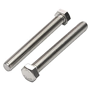 Juvielich 2Pcs Hex Bolt M12x100mm-1.75mm Pitch 3.94 inch Length 304 Stainless Steel Fully Threaded Hex Tap Bolts Hex Head Screw Bolts Silver Tone