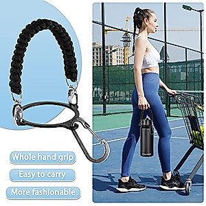 32 oz Insulated Water Bottle with Paracord Handles & Strap, 2 Lids(Straw Lid&Spout Lid), Stainless Steel Reusable Wide Mouth Metal Water Bottle With Straw, Double Walled, Thermo Mug(Black)