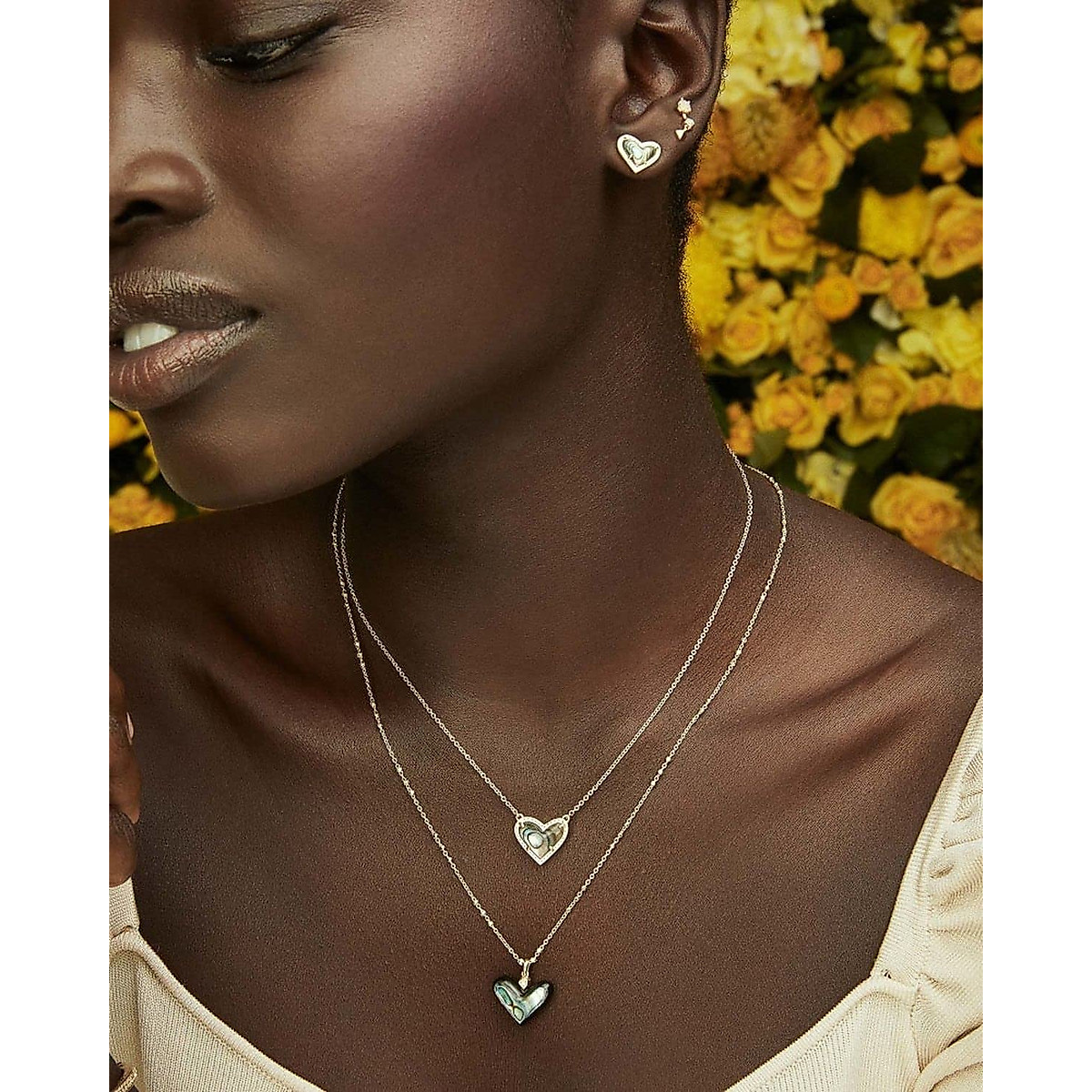 Kendra Scott Ari Heart Adjustable Length Pendant Necklace for Women, Fashion Jewelry, 14k Gold-Plated, Neon Pink