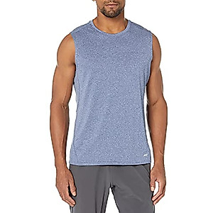 Amazon Essentials Men's Tech Stretch Muscle Shirt, Blue Heather, Large