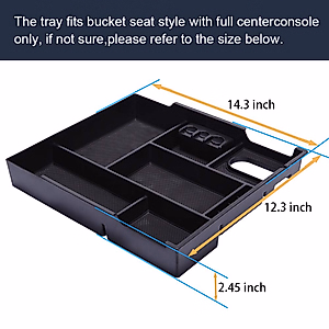JDMCAR Compatible with Toyota Tundra Accessories 2014-2021 Center Console Organizer, Insert ABS Black Materials Tray, Armrest Secondary Storage Box - Full Tray