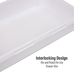 Mind Reader 8 Piece Interlocking Multi Purpose Storage bin Organizers, White