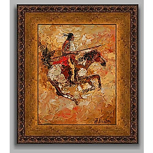 (SOLD) Chasing Buffalo - Equine horse painting by internationally renown painter Andre Dluhos