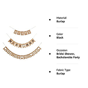 3 Pieces Bridal Shower Banner Bride to Be Decorations Banner Gifts Banner Rustic Burlap Bunting Banner for Bridal Shower Banner Bachelorette Party Decoration (Black)