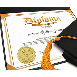 Embossed Graduation Cap Gold Certificate Seals Diplomas Gold foil Seals, 2”,100 Count