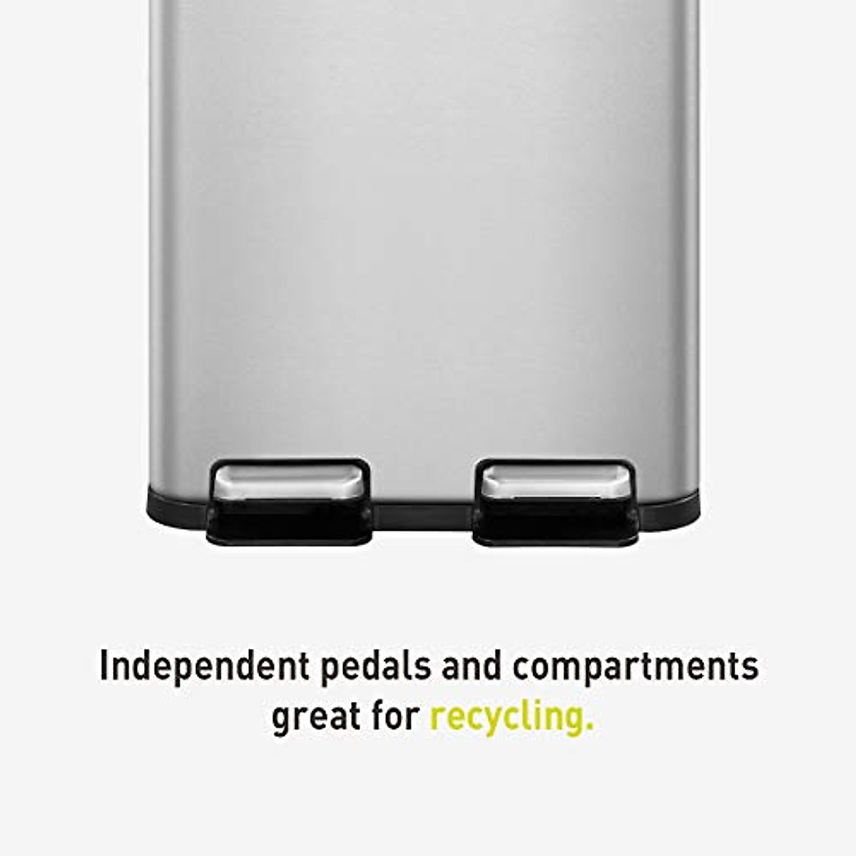 EKO EcoCasa 30L+30L Dual Trash Can with Recycle Bin, Stainless Steel Independent Pedals and Lids, 2 x 8 Gal Trashcans for Kitchen, Soft Close, Fingerprint Resistant