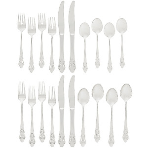 Ginkgo International Fleur de Lis 20-Piece Stainless Steel Flatware Place Setting, Service for 4
