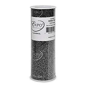 Expo International Decorative Glitter Tulle, Roll/Spool of 6 Inches X 10 Yards, Polyester-Made Tulle Fabric, Glittery Finish, Versatile, Easy-to-Use, Silver