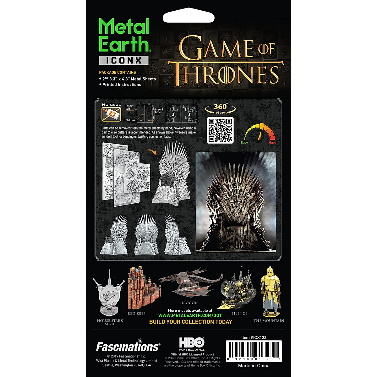 Metal Earth Premium Series Game of Thrones Iron Throne 3D Metal Model Kit Bundle with Tweezers Fascinations
