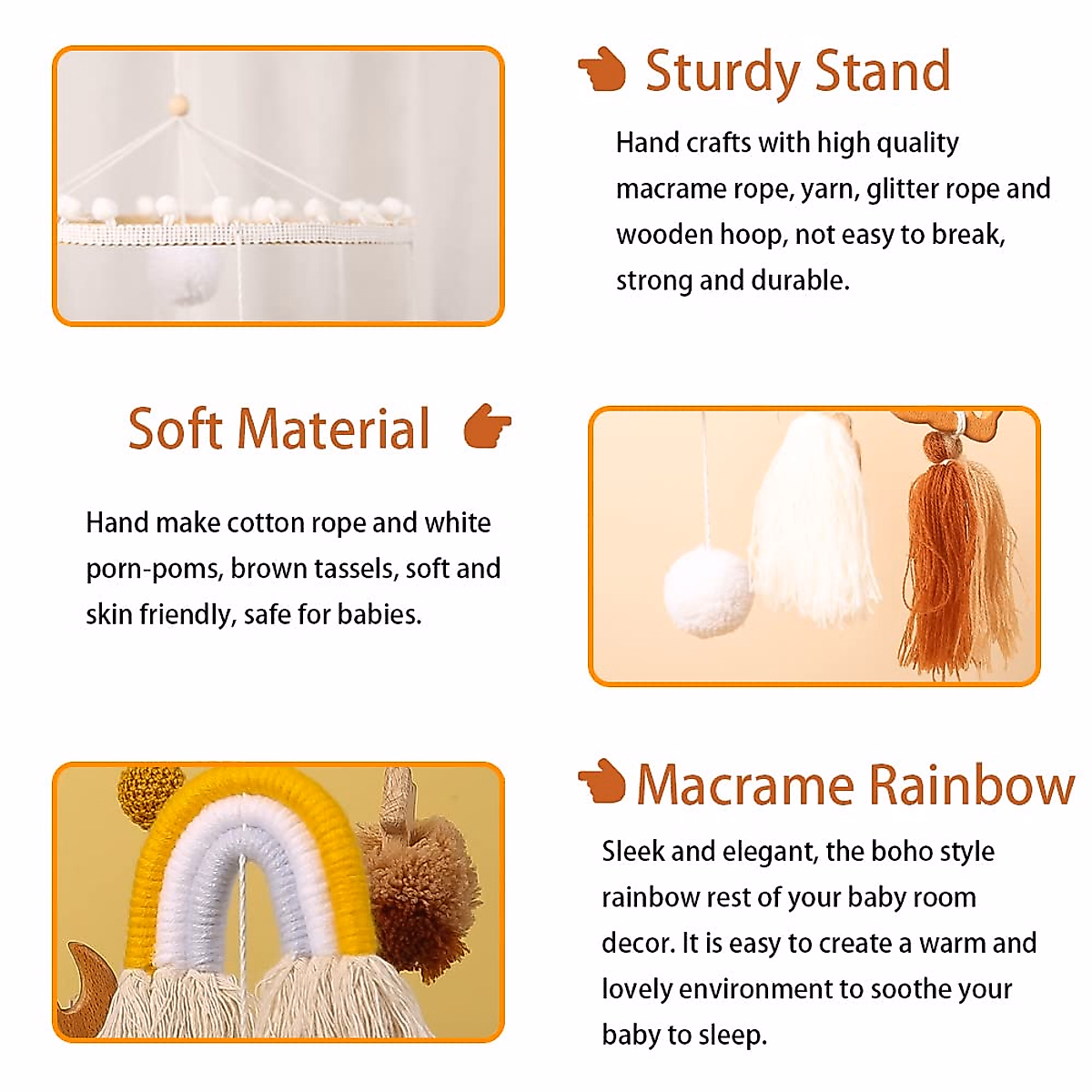 Boho Rainbow Mobile, Muulaii Neutral Baby Crib Mobile, Baby Mobile for Crib, Handmade Baby Mobile, Macrame Rainbow Baby Mobile, Rainbow Baby Mobile Baby Crib Mobile Kids Room Nursery Decor