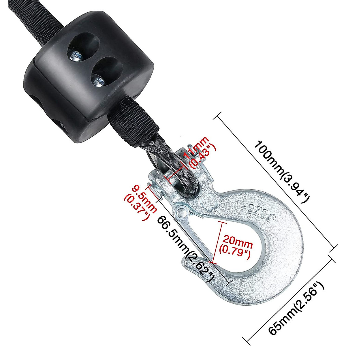 WROUGH 1/4" Synthetic Winch Rope 50 Ft Black Heavy Duty 10000 lb ATV Winch Rope Line with Steel Hook Rubber Stopper Protecting Sleeve/Sheath and Thimble Universal Fit for ATV SUV Vehicle Winch Rope