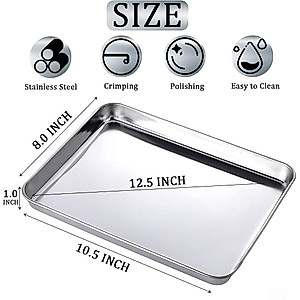 2 Pack Large and 3 Pack Small Trays Professional Medical Surgical Stainless Steel Tray Non Toxic Heavy Duty Thickening Pan for Kitchen Baking, Lab Instrument, Dental, Medical Surgical Instrument, Pet