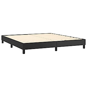 Penau Bed Frames for Bed Room Box Spring Bed with Mattress Black 76"x79.9" King Faux Leather Bed Risers