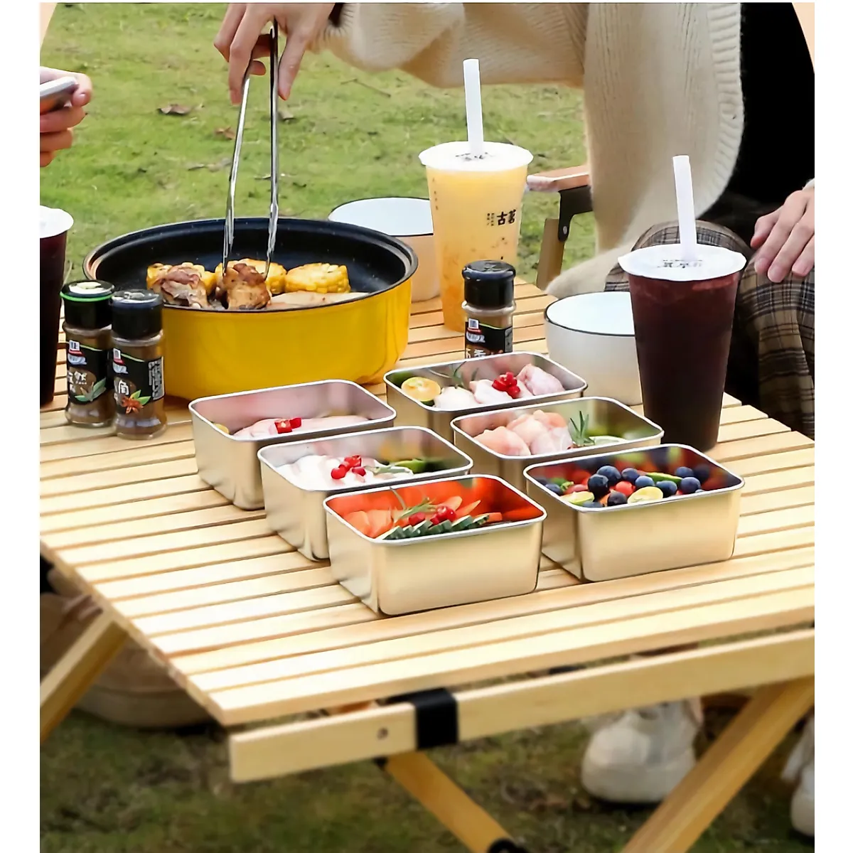 KNC 4 Pieces Stainless Steel Food Storage Containers Clear Lid, Refrigerator Fresh-keeping Airtight Leak Proof Stackable Box for Camping Trip Picnic Soup Salad Leftover, silver, HMC25