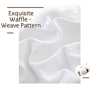 LBRO2M Waffle 100% Cotton Blanket Queen Size (90"x90"，Warm Lightweight Breathable Bed Sofa Couch Throws,Super Soft Knit Weave Travel for All Season,White