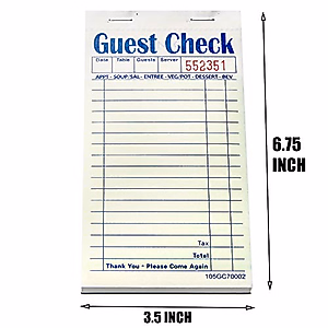 FMP Brands Double Part Guest Check Pads for Restaurants, Perforated 2 Part Green and White Carbonless Check Book for Bars, Cafes and Restaurant Orders, 10 Pads, 50 Sheets/Pad