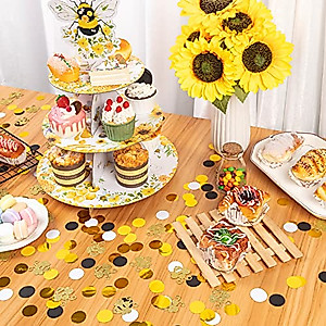 360 Pieces Bee Confetti Gold Glitter Bee Confetti Circle Confetti for Bee Themed Party, Baby Shower, Table Decoration