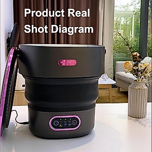 HusonoLife Portable Washing Machine 15L Small Washer and Dryer Mini Washing Machine for Underwear Baby Clothes Socks Foldable Washer lavadora portatil for Apartment Dorm Camping RV Travel (Black)