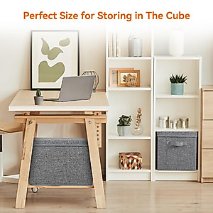 Voova Toy Storage Organizer and Play Mat- 2-in-1 Toy Storage Chest Bin for Kids, Stackable and Foldable Cube Toy Basket Box for Boys & Girls, Large Building Blocks Storage Holder for Playroom,Grey