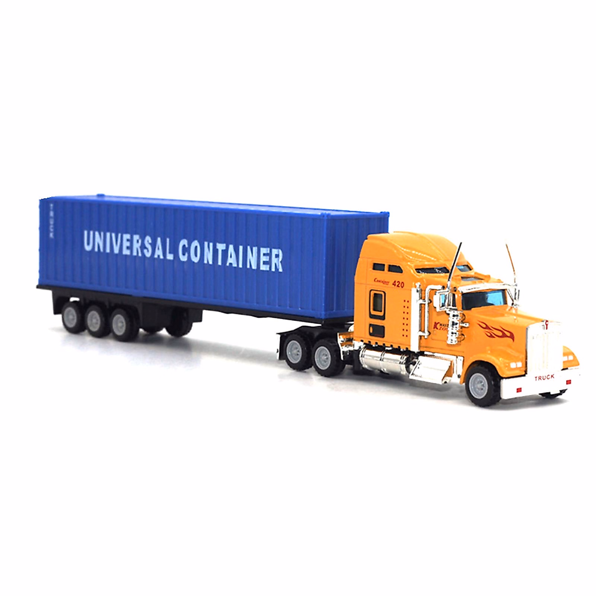 1/65 Alloy Diecast Container Truck Model Toy, Engineering Vehicle for Kids