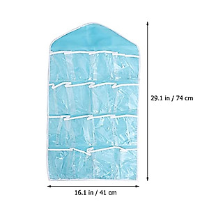 iplusmile Shoe Organizer Over The Door Shoe Rack Clear Over Door Hanging Bag Shoe Organizer Pockets with 16 Pockets Hanging Closet Door (Blue)