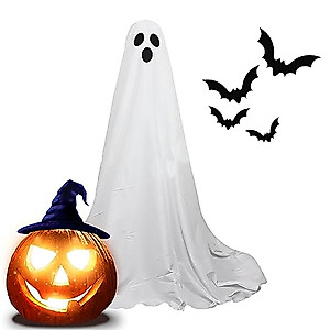 Large Lighted White Cloth Ghosts | Large Lighted Standing White Cloth Ghosts | Halloween Home Courtyard Lawn Party Decoration Halloween Outdoor Decoration | Halloween Light Up Decorations Outdoor