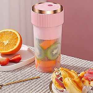 SH-RuiDu Portable Blender, 450ml Personal Size USB Rechargeable Mini Blender Fruit Juicer with 6 Strong Cutting Power Blades for Shakes and Smoothies, Portable Juicer for Home Office Travel Sports