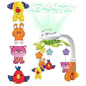 KiddoLab Baby Crib Mobile with Relaxing Music. Includes Ceiling Light Projector with Stars, Animals. Musical Crib Mobile with Timer. Nursery Toys for Babies Ages 0 and Older