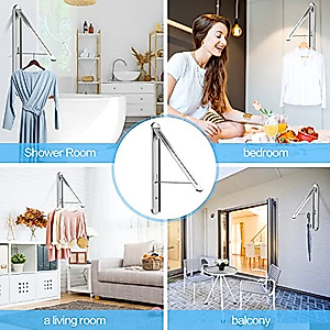 ENKUY Clothes Drying Rack Folding Clothes Rack Wall Mounted Retractable Clothing Dryer Hanger for Laundry Room Organization, Bathroom, Garage, Indoor and Outdoor Universal (Silver)