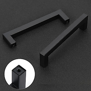 Redunest Cabinet Pulls Matte Black Cabinet Handles Square Drawer Pulls, 5 Pack 13-4/5 Inch Stainless Steel Kitchen Door Cupboard Cabinet Handles, Drawer Hardware Handles, 352mm Hole Centers