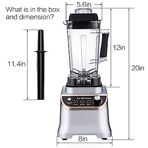 La Reveuse 1200 Watts Powerful Blender Countertop High Speed with 51 oz BPA-Free Jar for Smoothies, Shakes, Frozen Drinks